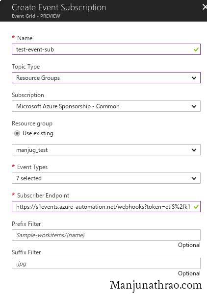 Azure – First look into “Event Grid Subscriptions” | Manjunath Rao